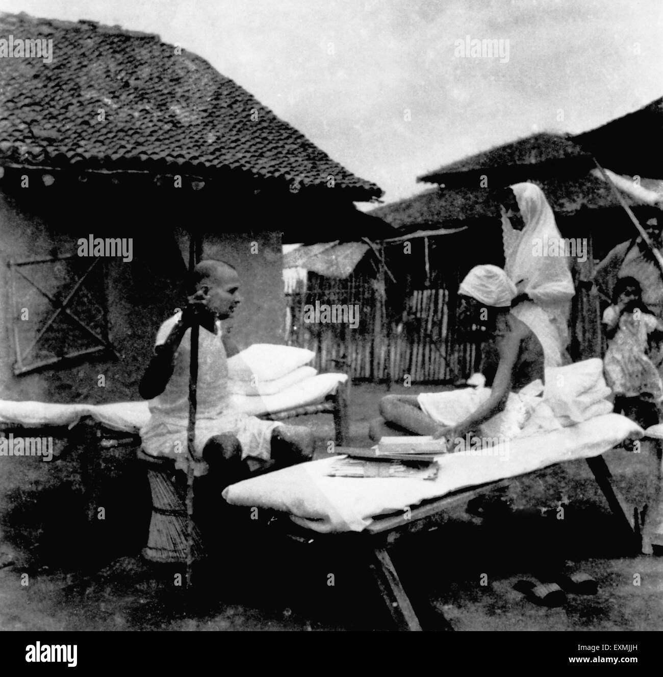 Mahatma Gandhi with Jamnalal Bajaj and Rajkumari Amrit Kaur at Sevagram ...