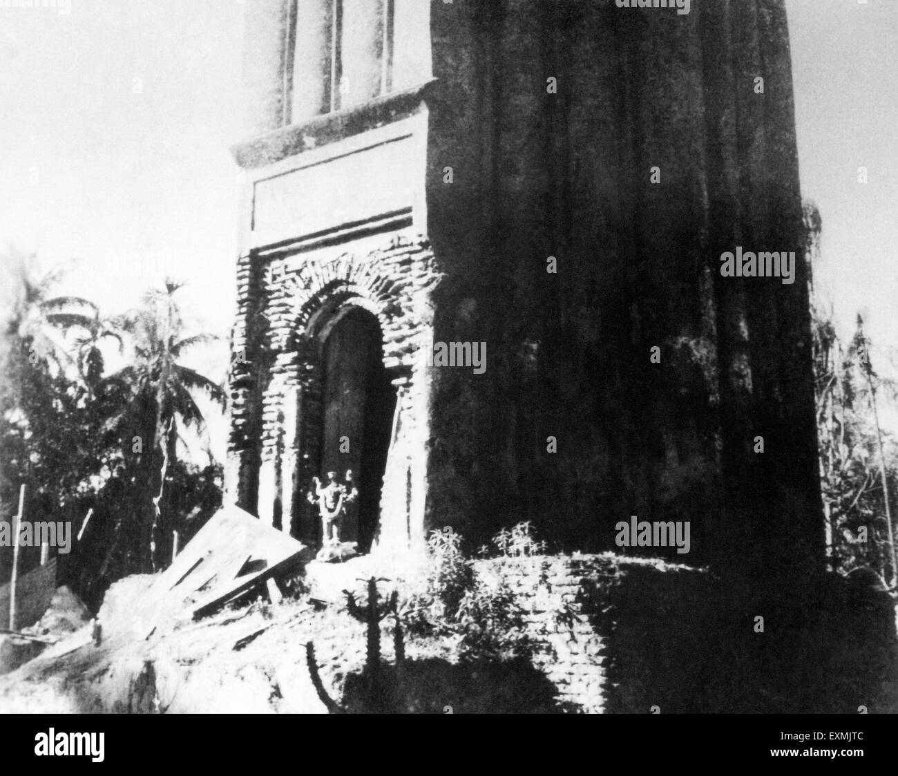 Damaged temple caused by riots between Hindus and Muslims in Noakhali ...
