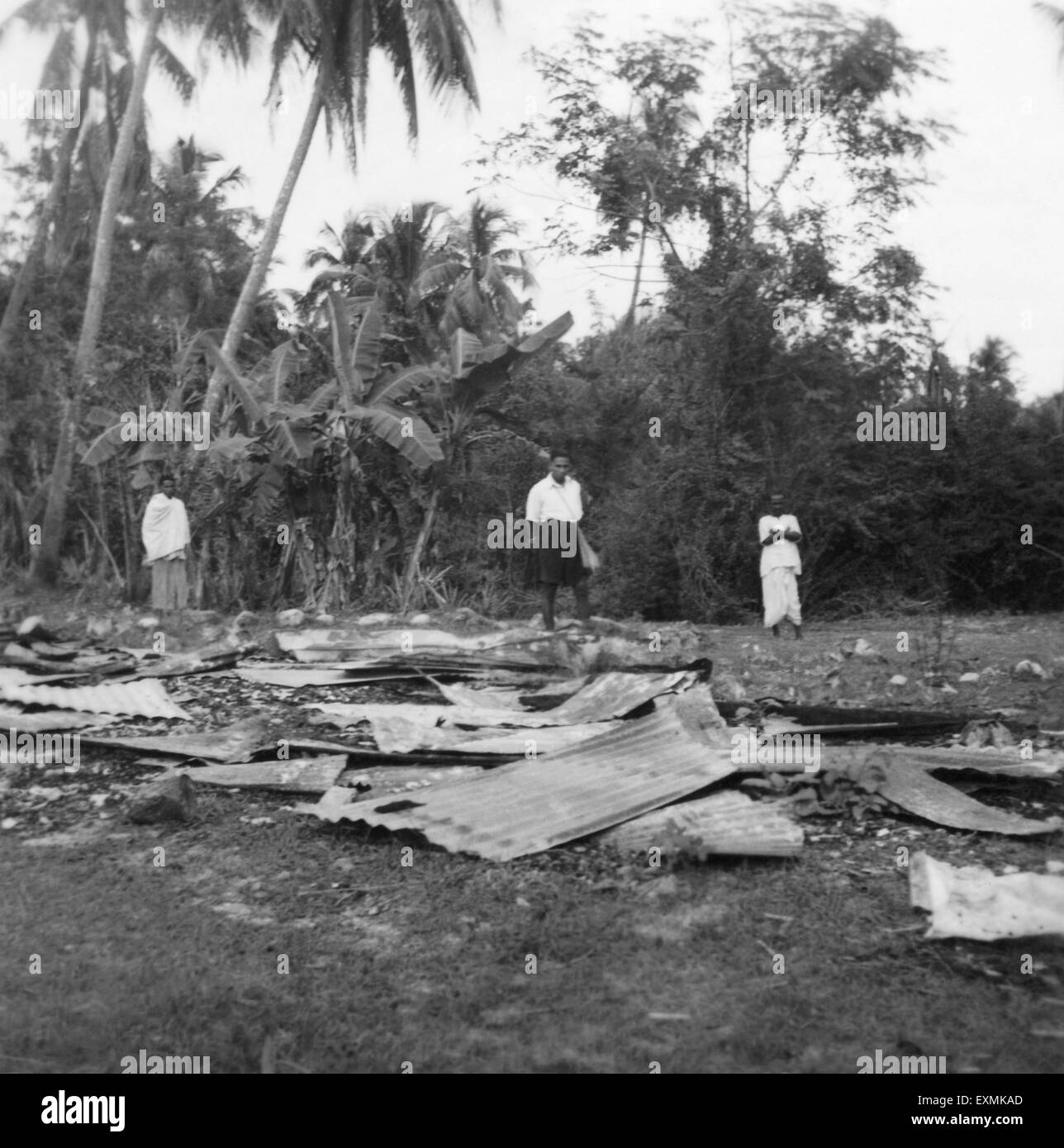 Destruction caused by riots between Hindus and Muslims in Noakhali East ...