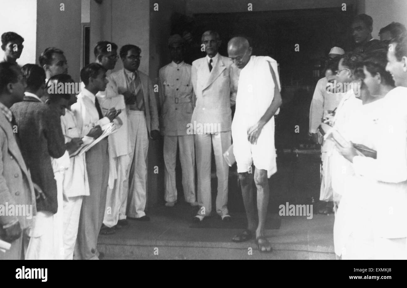 Mahatma Gandhi and Muslim leader Muhammad Ali Jinnah in Bombay Mumbai ...