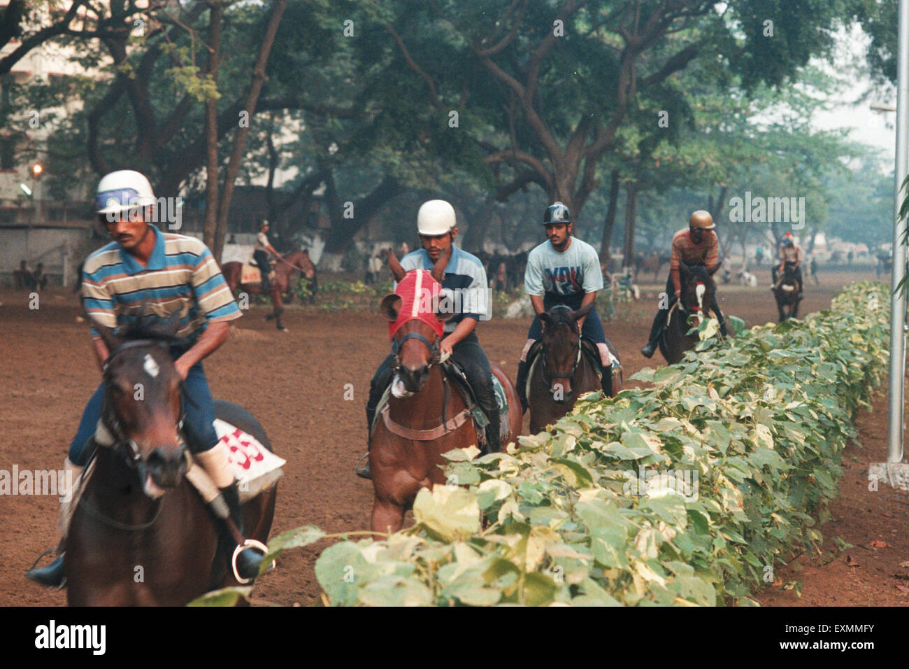 Jockey riding horses, Mahalaxmi Race Course, Mahalakshmi, Bombay ...