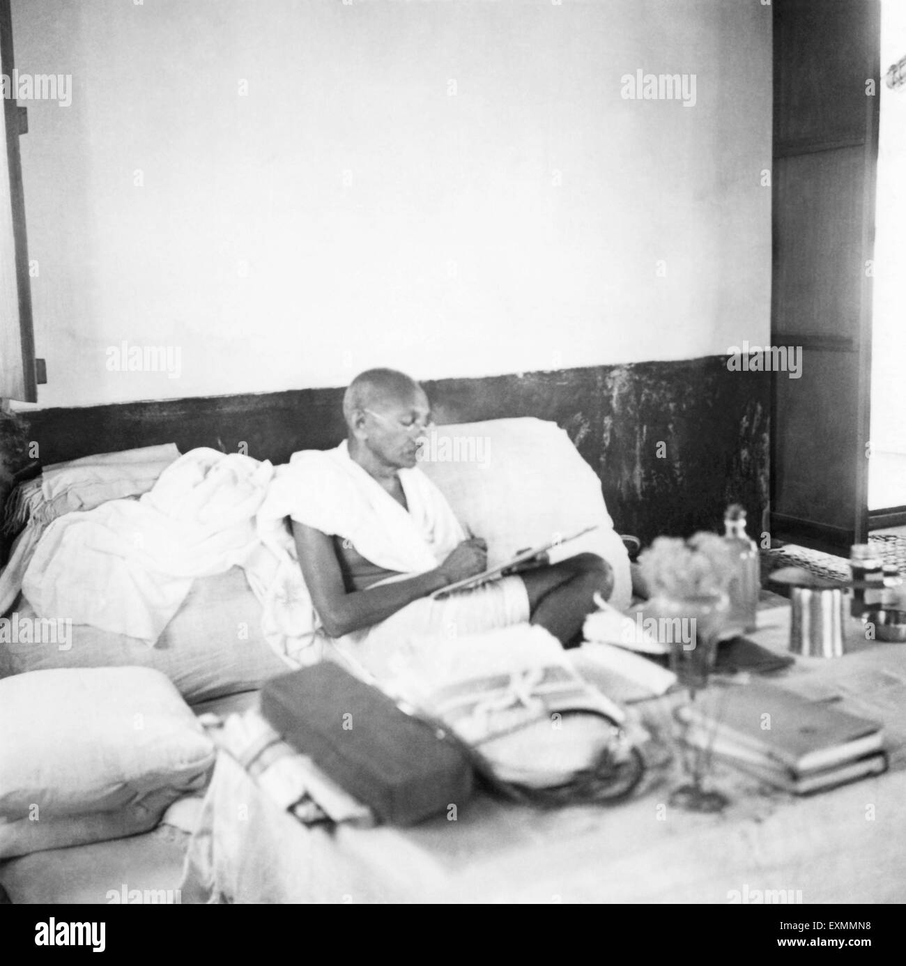 Mahatma Gandhi sitting and writing 1939 India old vintage 1900s picture ...