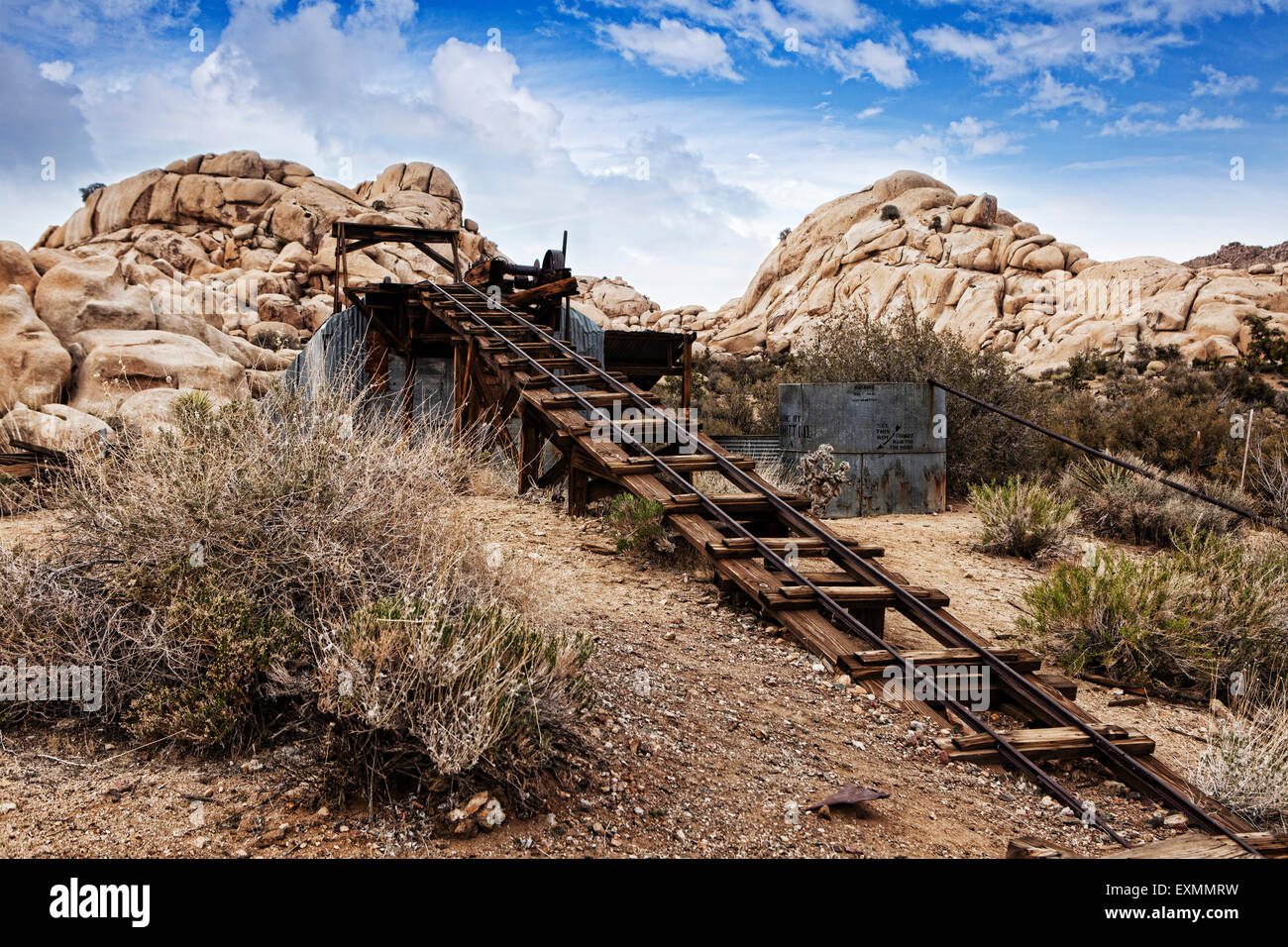 Track of an ore tramway leading up to the old Wall Street Mill & Mine ...