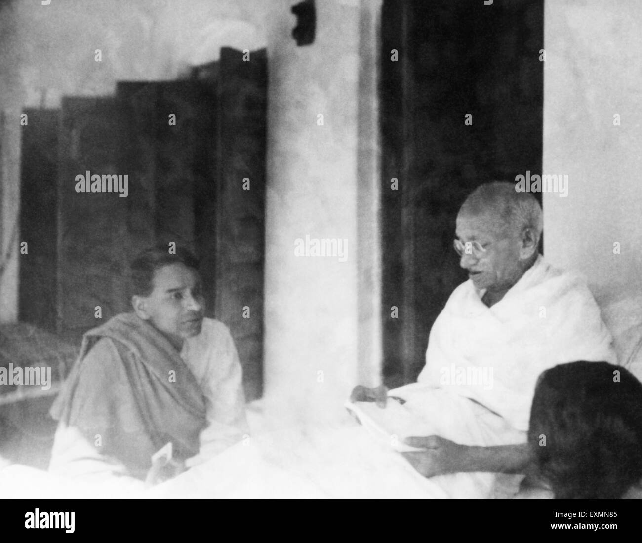 Mahatma Gandhi with Dr. Sudhir Ghosh at Khadi Pratishthan ; Sodepur ...