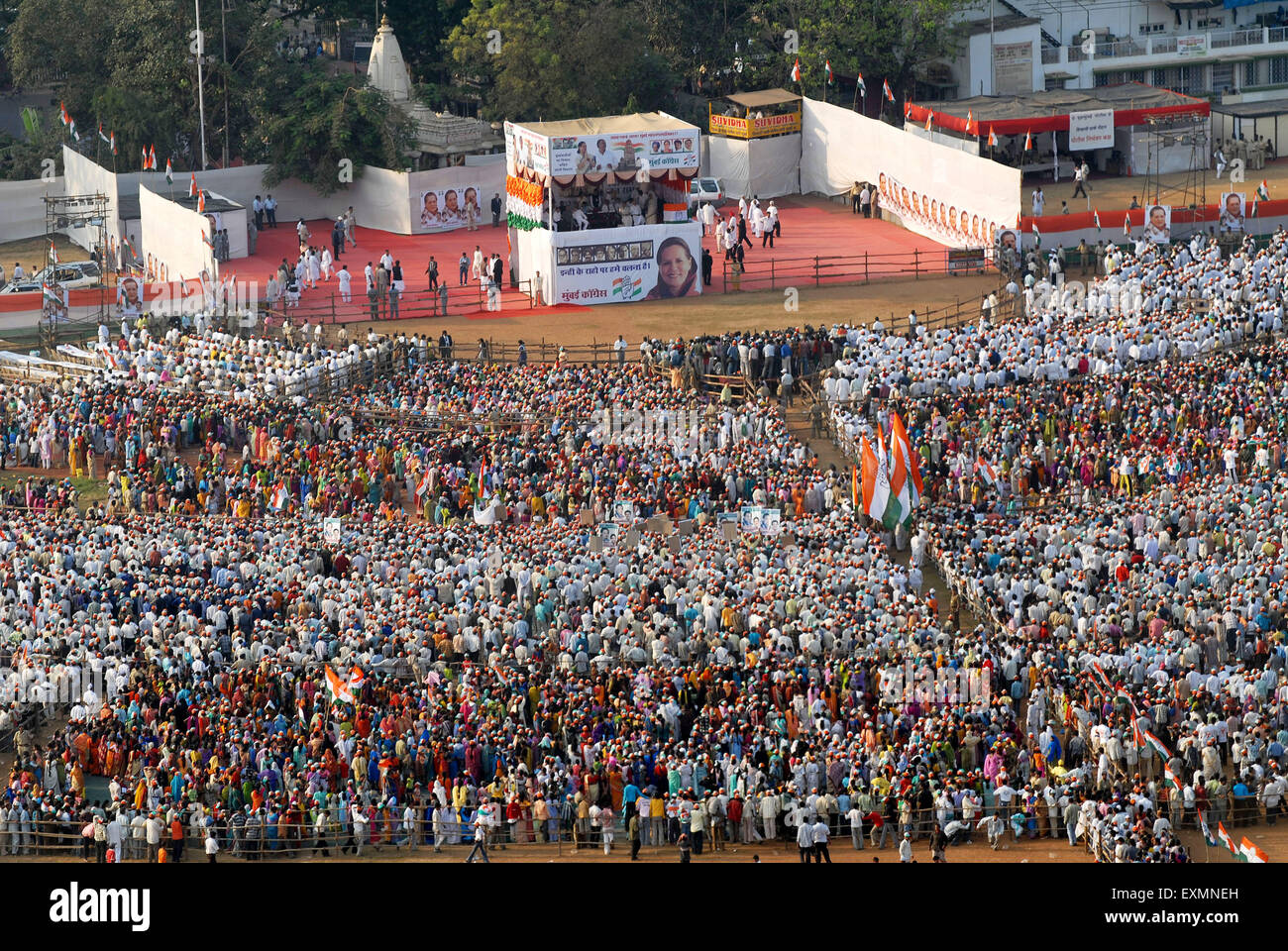 Aerial of crowd Congress Sonia Gandhi public meeting, Shivaji Park ...