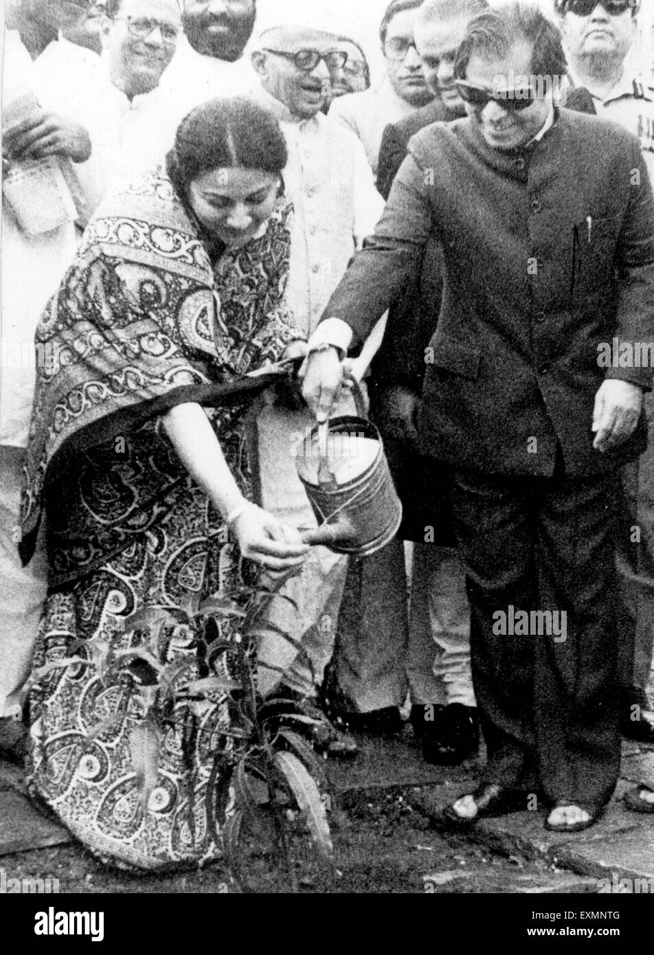 A. R. Antulay planting watering tree bombay mumbai maharashtra india ...