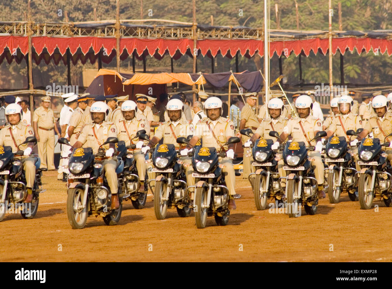 Police on motorcycle parade on 26th January at Dadar Shivaji Park ...