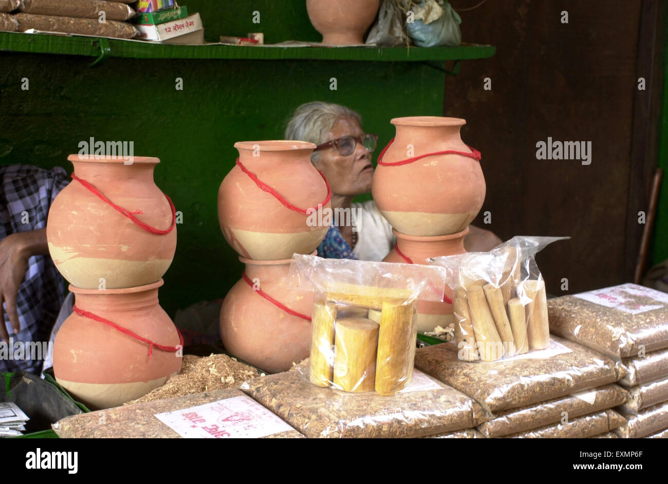 shop selling cremation ritual pots sandalwood Varanasi Uttar Pradesh ...