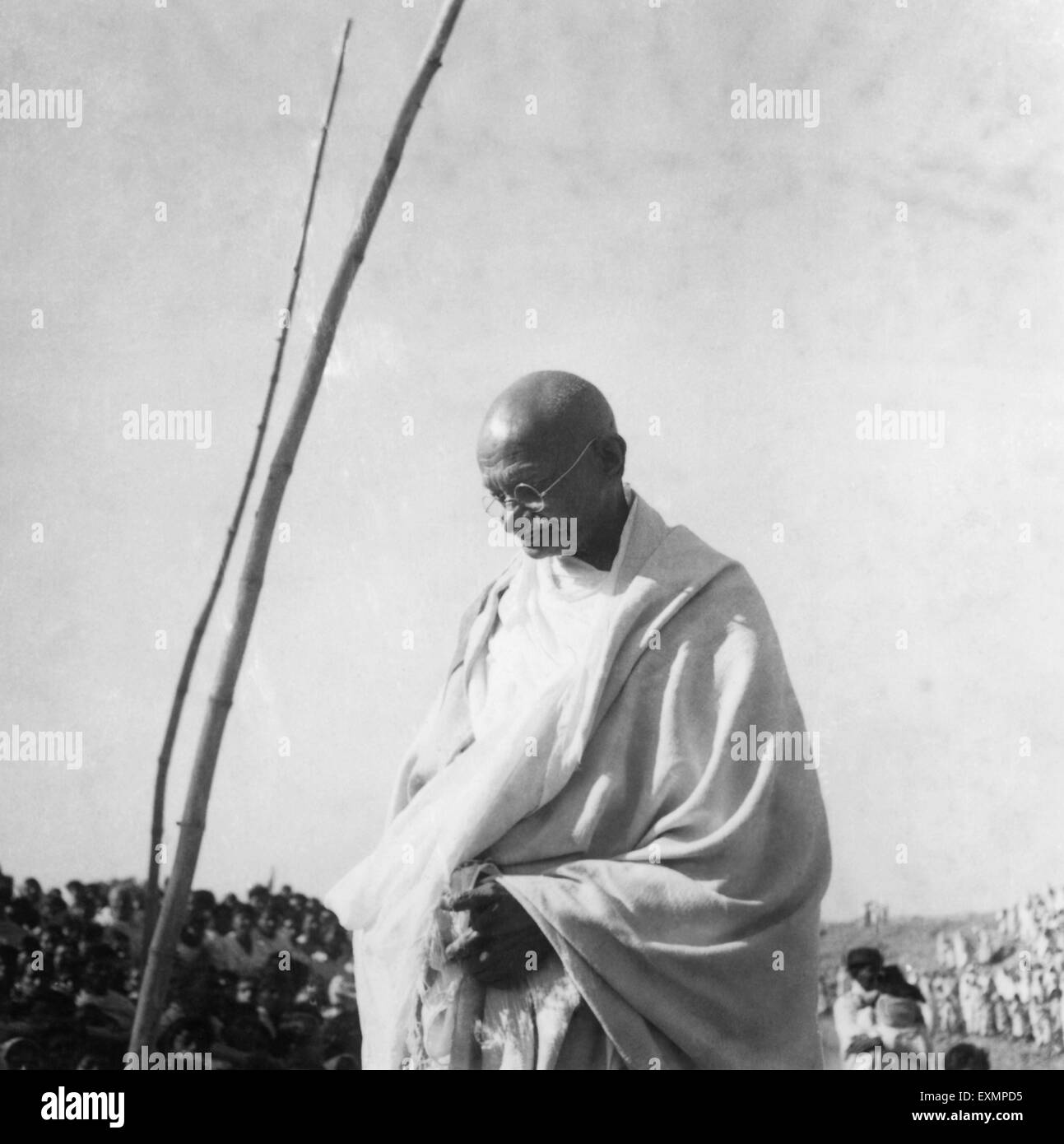 Mahatma Gandhi Standing With Stick