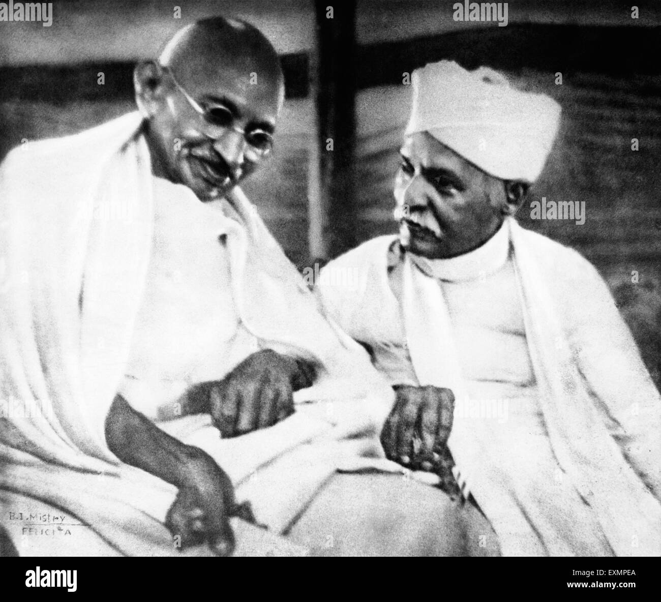 Mahatma Gandhi visiting the builder of Bharat Mata Temple ; Shivprasad ...