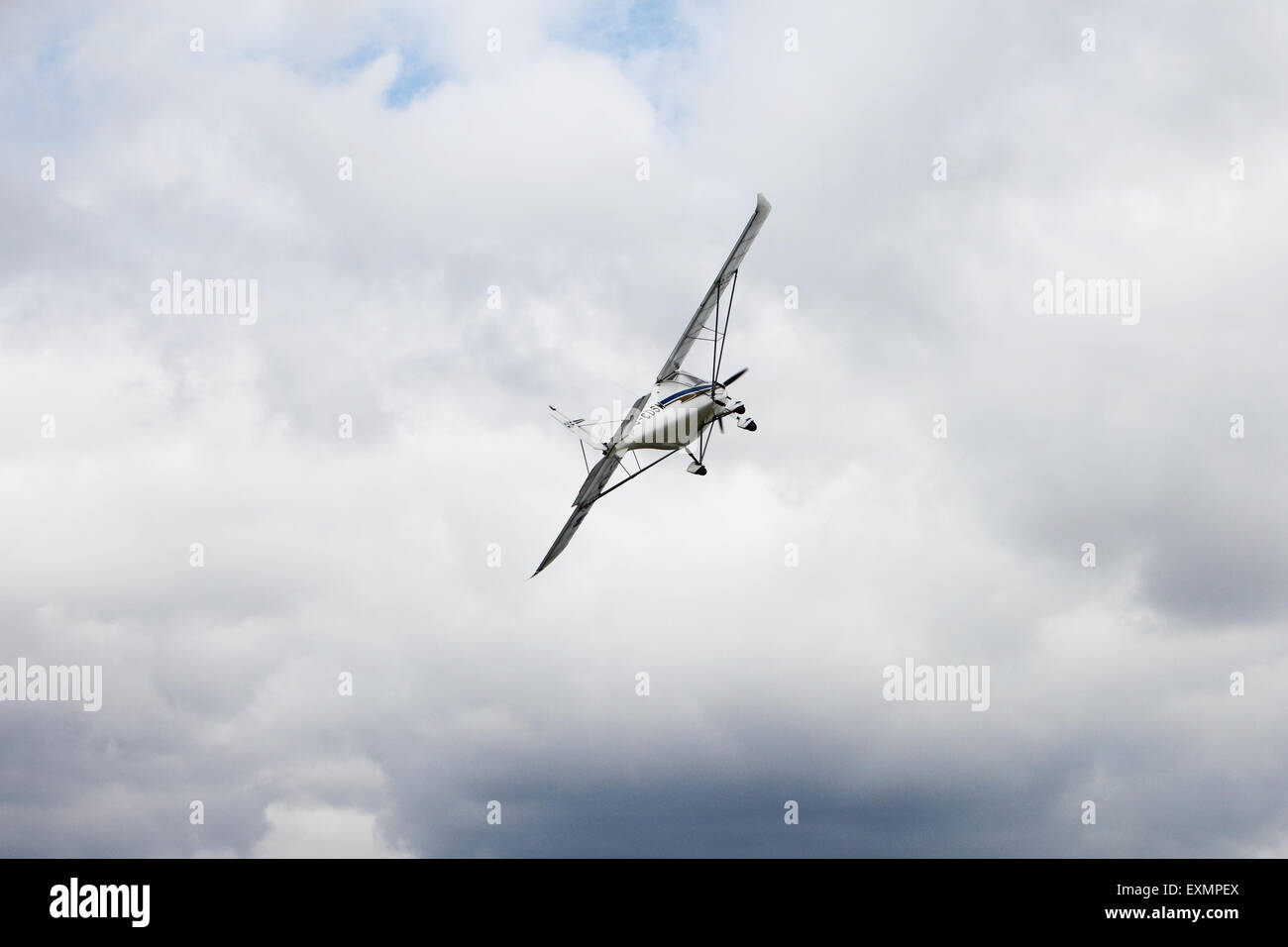 Aerial photograph of a microlight, a lightweight modern airplane, over ...
