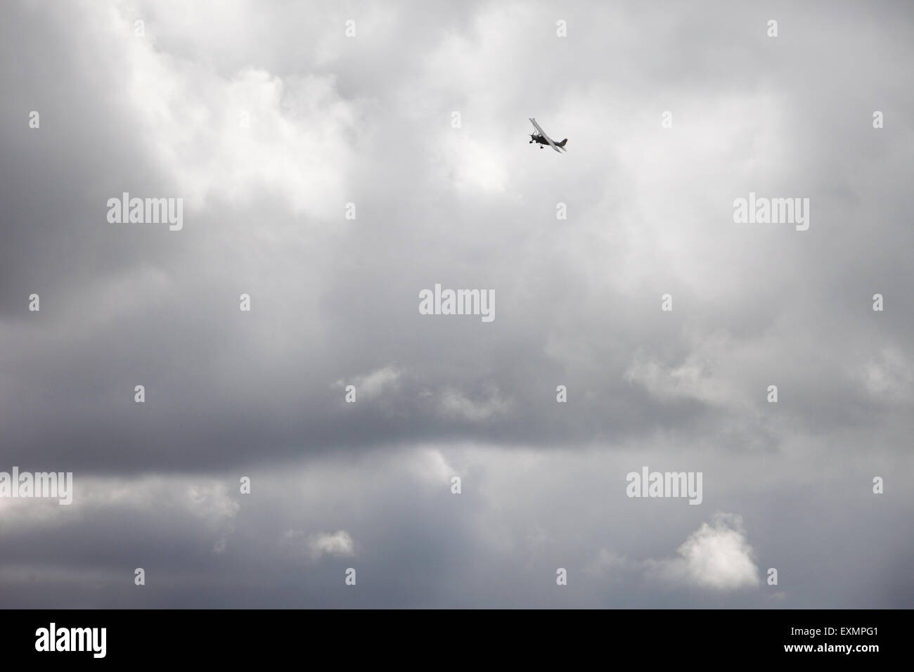 Aerial photograph of a microlight, a lightweight modern airplane, over ...