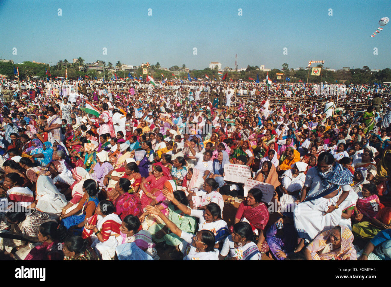 crowd at Indian National Congress Party rally shivaji park Dadar Bombay ...