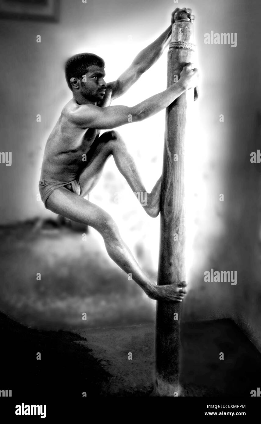 Mallakhamb exercise, Nada Kushti practice akhada, Mysore, Mysuru ...