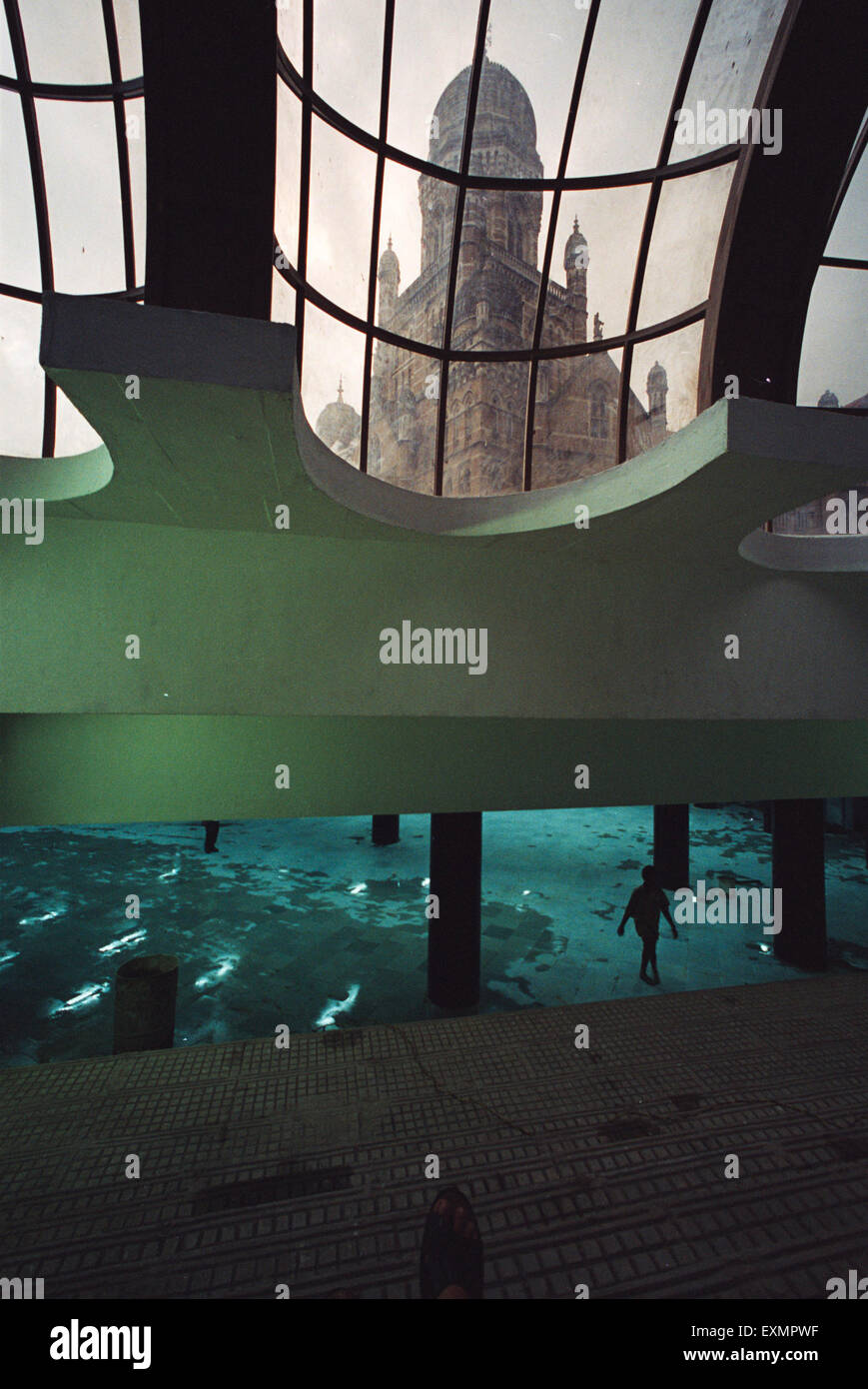 Victoria Terminus building through underground subway glass roof bombay ...