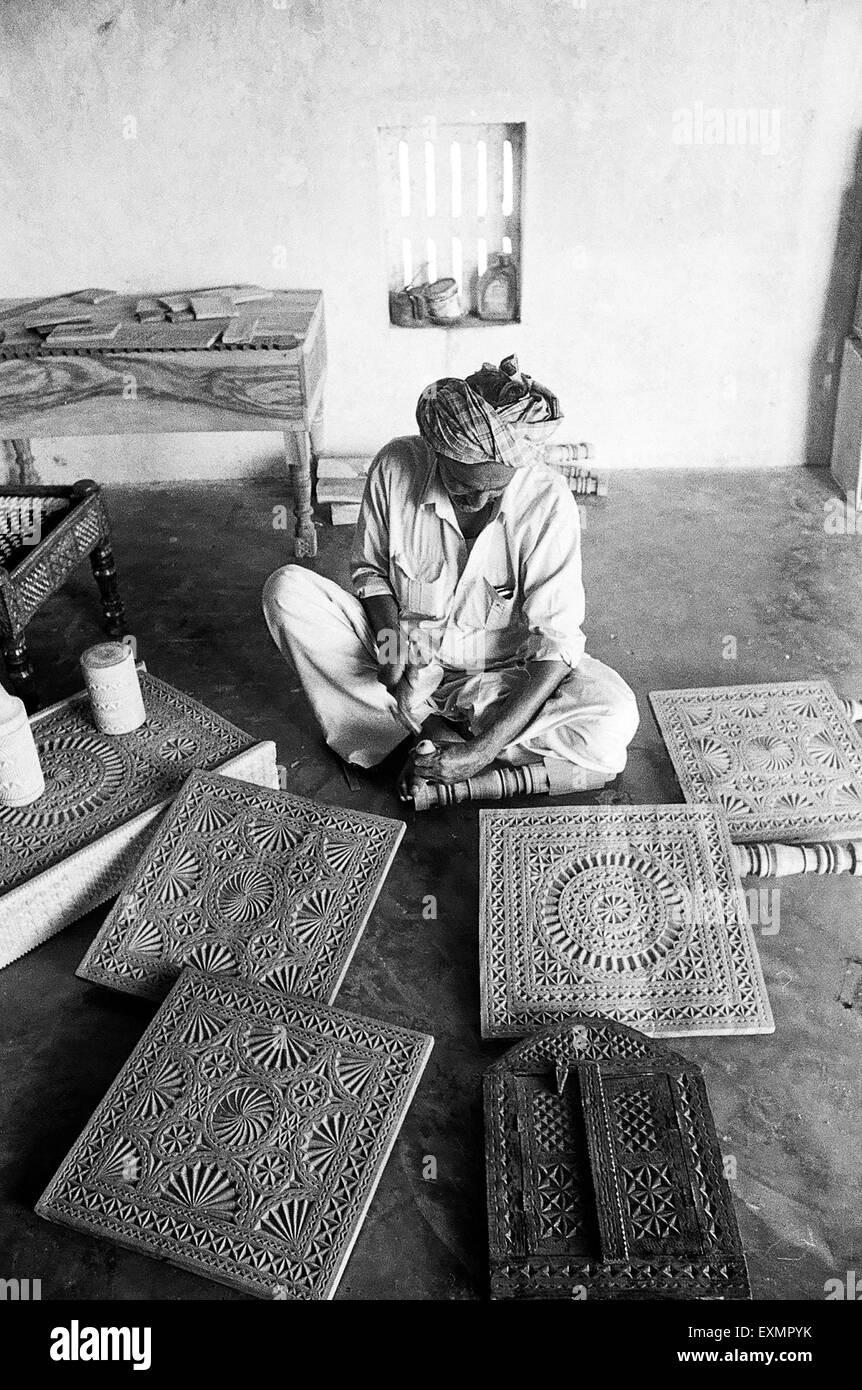 Indian wooden carving Black and White Stock Photos & Images - Alamy