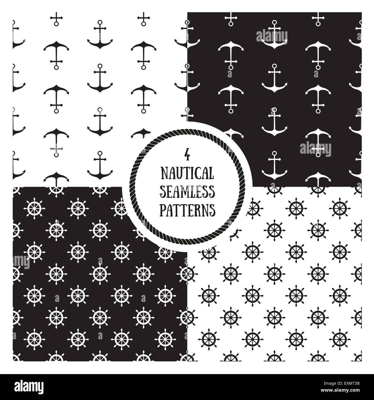 Seamless nautical pattern set Stock Vector Image & Art - Alamy