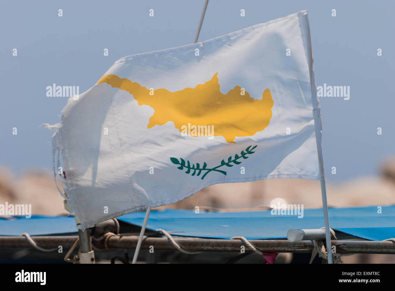 Blue sky background with cyprus flag hi-res stock photography and ...