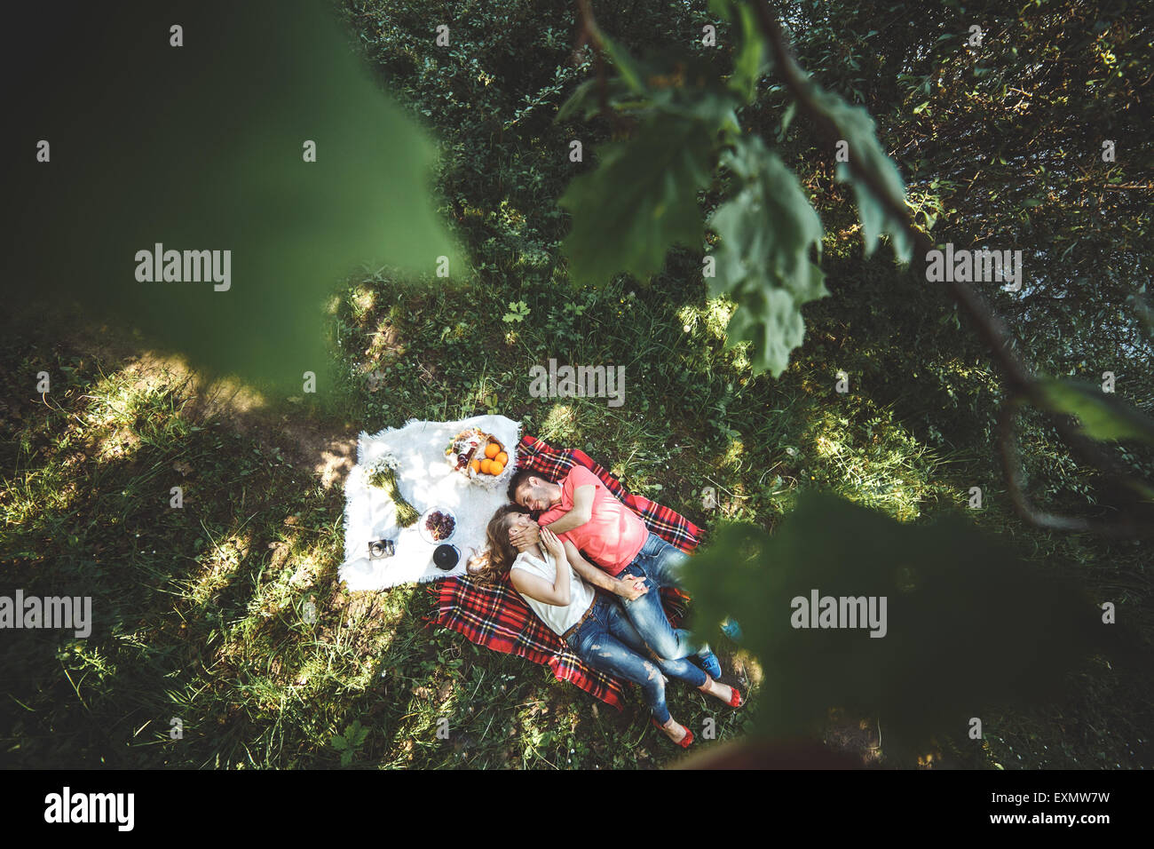 Couple on a picnik Stock Photo - Alamy