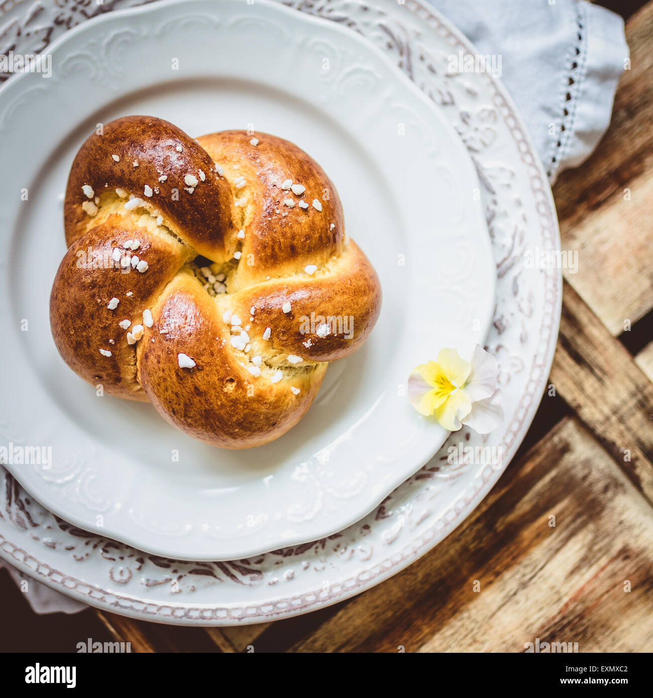 Sweet bun for breakfast Stock Photo - Alamy