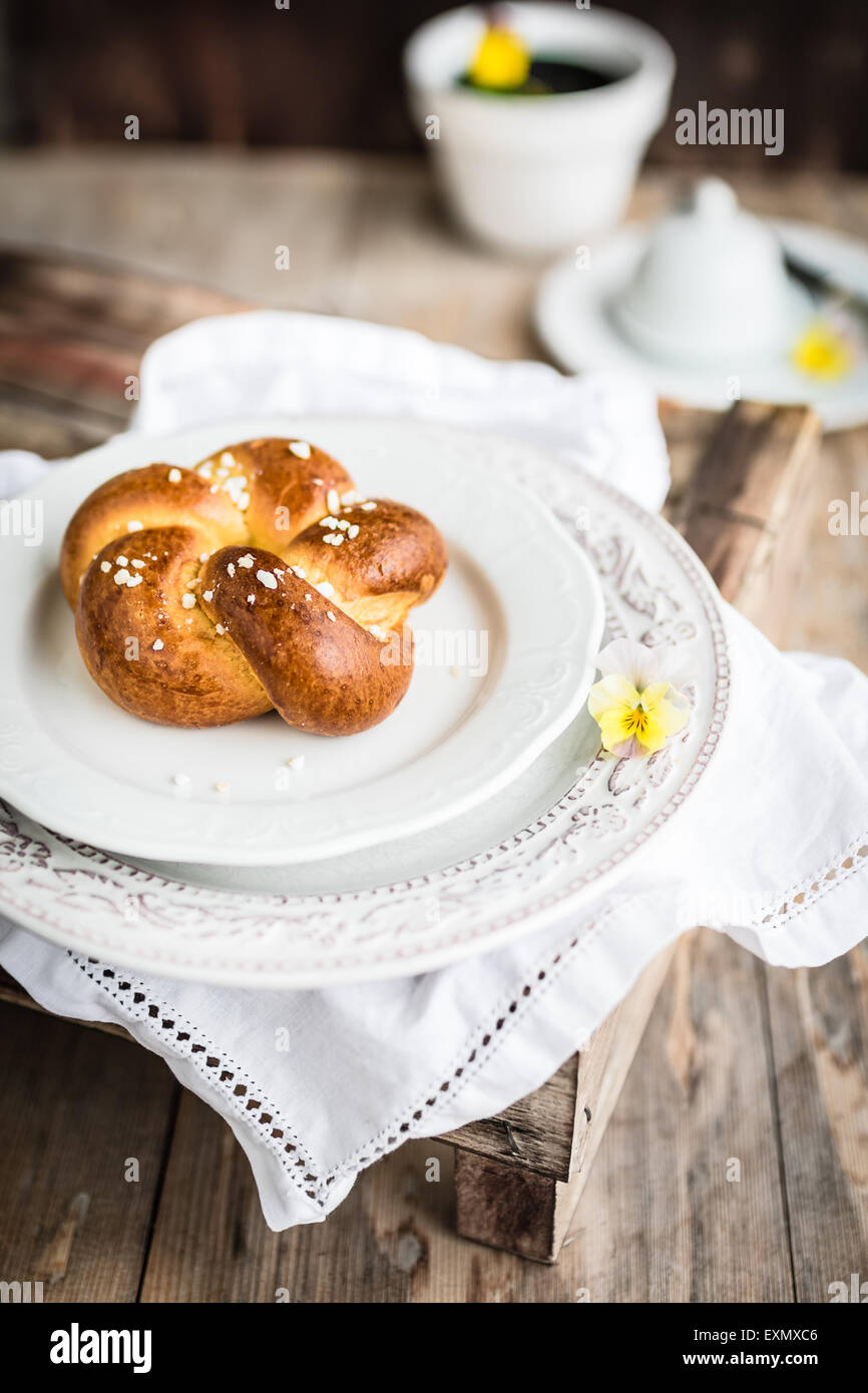 Sweet bun for breakfast Stock Photo - Alamy