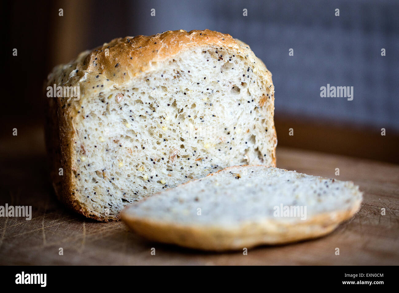 A multi grain loaf of home cooked white bread. This has been freshly ...
