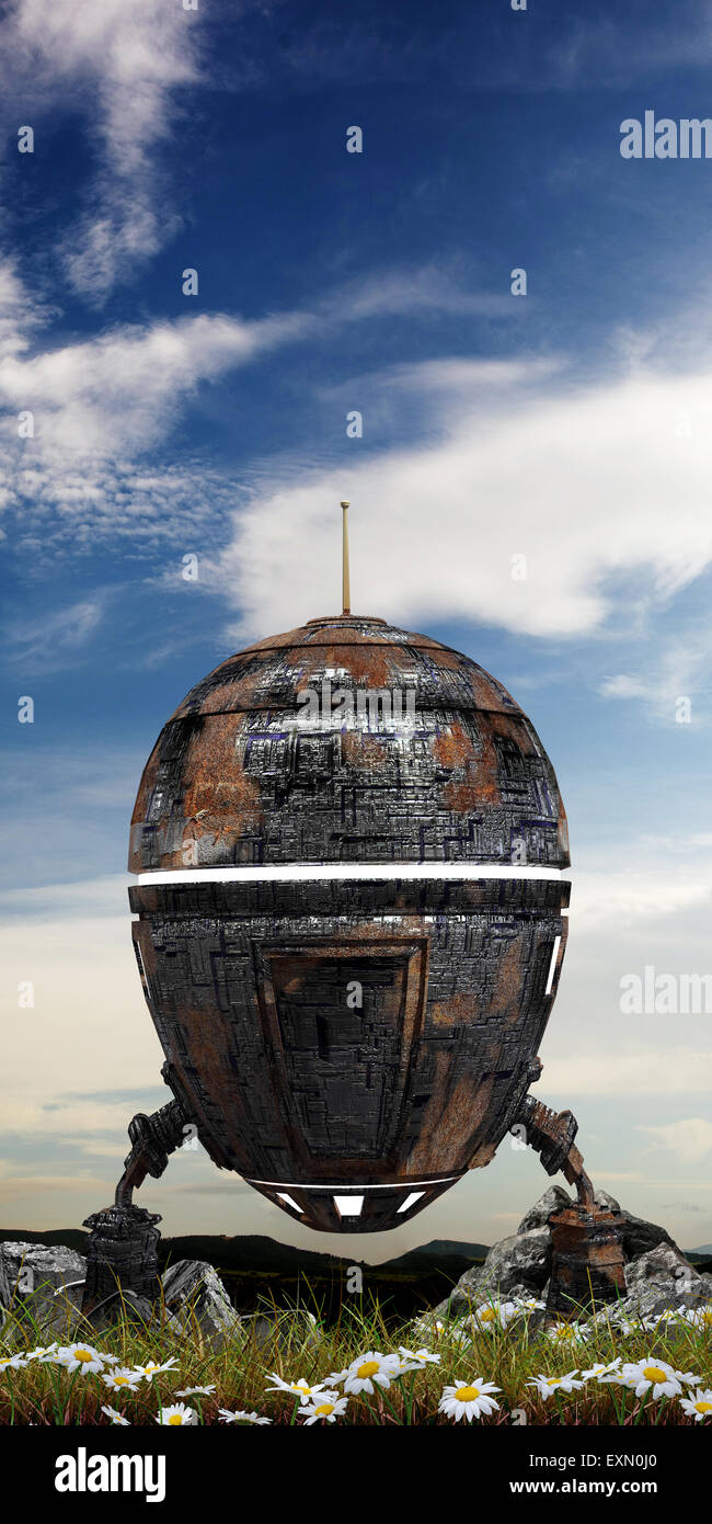 Illustration of an old rusty space capsule Stock Photo - Alamy