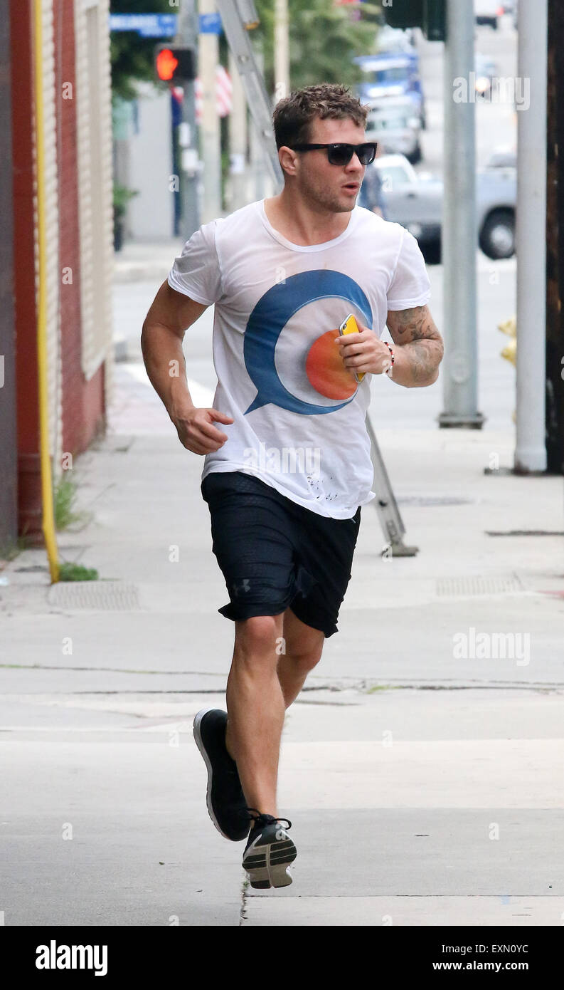 Ryan Phillippe out jogging in West Hollywood Featuring: Ryan Phillippe ...