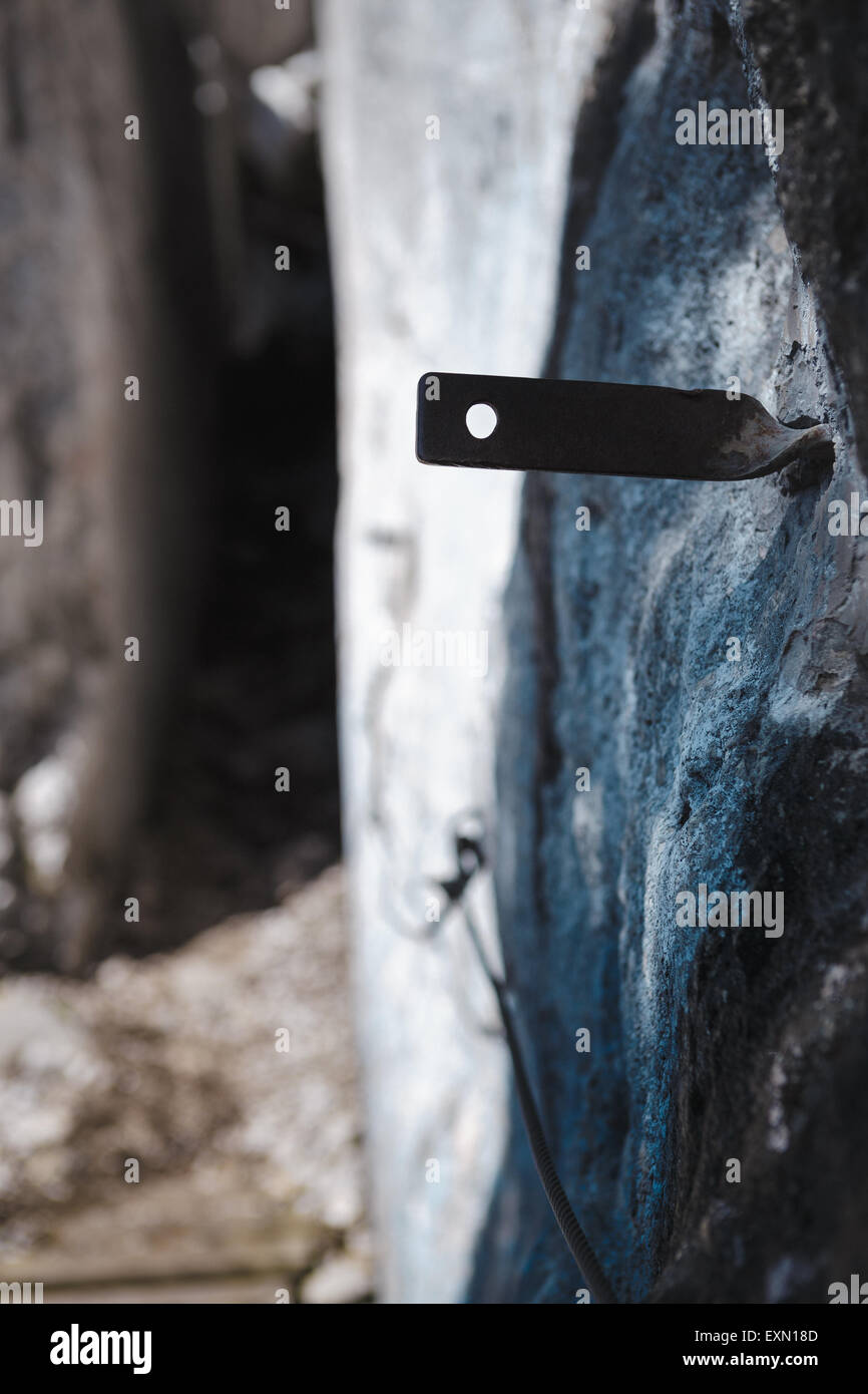 Hiking path through a rock passageway in the Chartreuse mountains ...