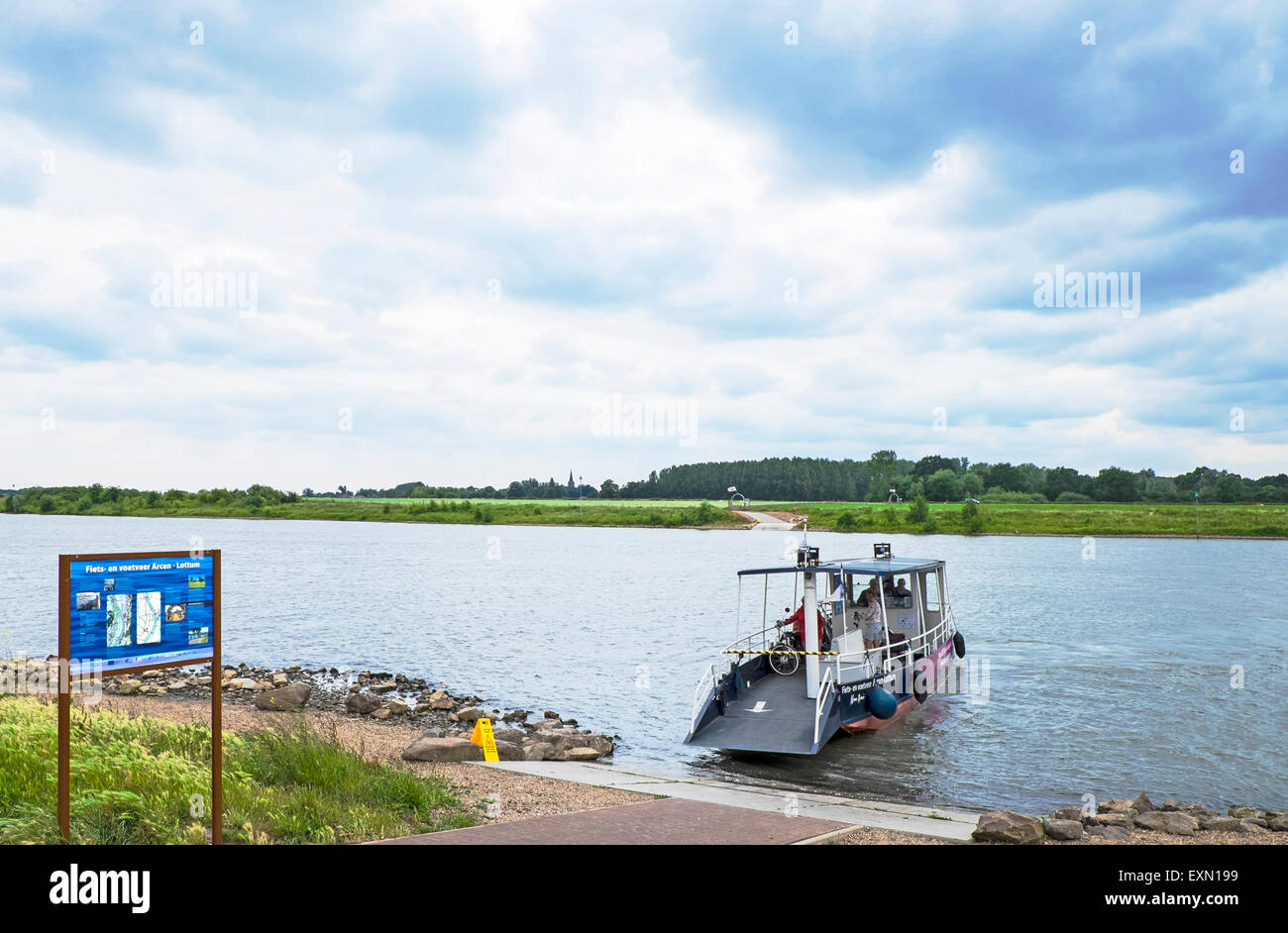 Ferry on river Maas, Arcen Limburg Netherlands; Faehre über die Maas ...