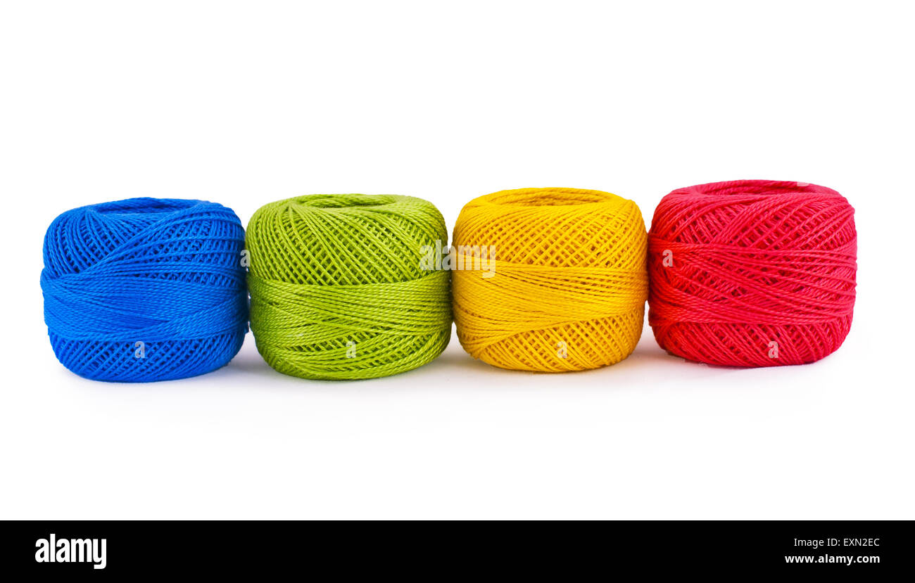 Colorful thread balls isolated on white background Stock Photo - Alamy