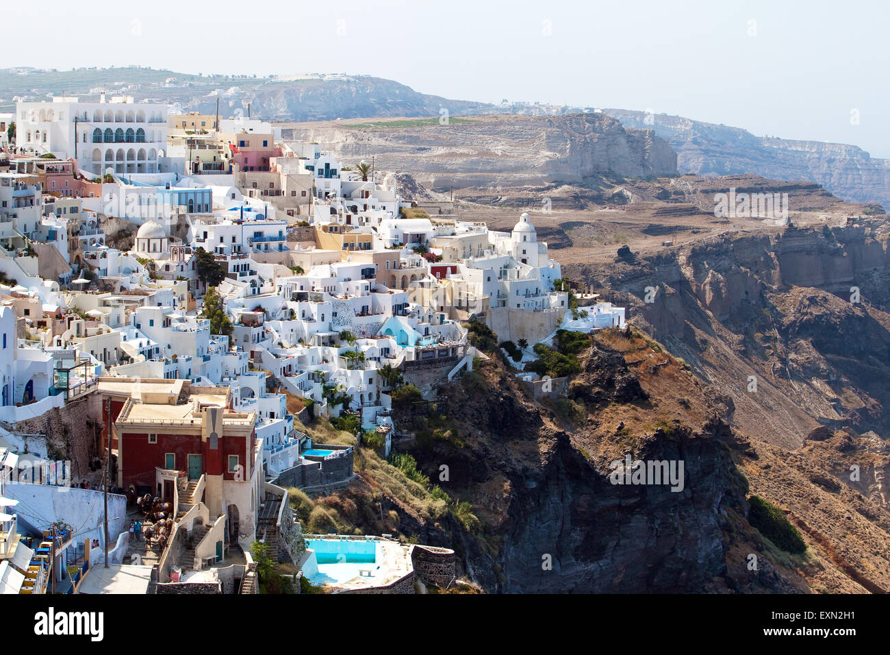 The panorama view of village Fira, Santorini, Greece Stock Photo - Alamy