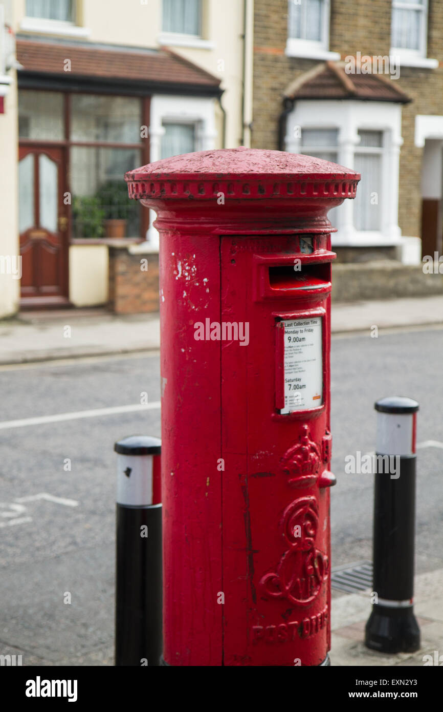 London, UK. 15th July 2015. Red post boxes seen in Ilford's ...