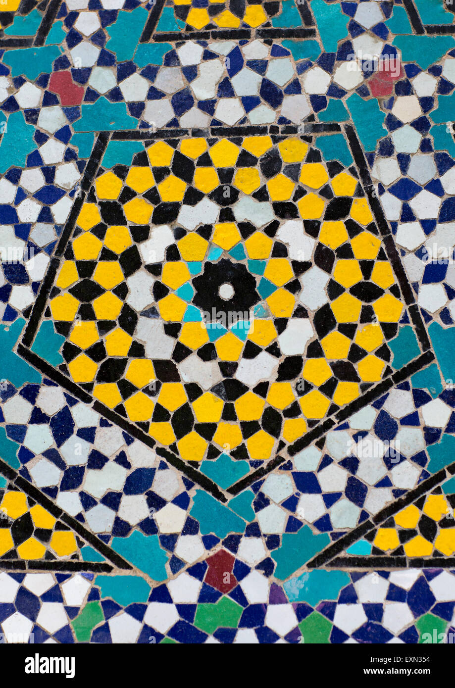 Mosaic Pattern With Ceramic Tiles, Isfahan Province, Isfahan, Iran ...