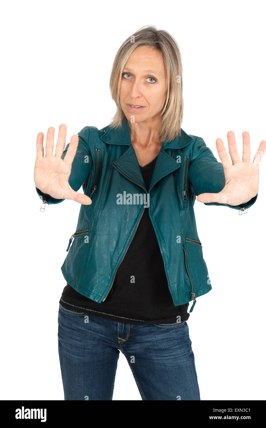 Stop serious mature woman Cut Out Stock Images & Pictures - Alamy