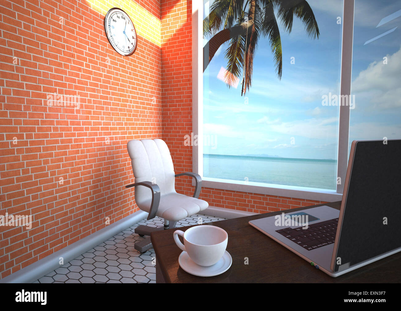 Empty office with a view Stock Photo - Alamy