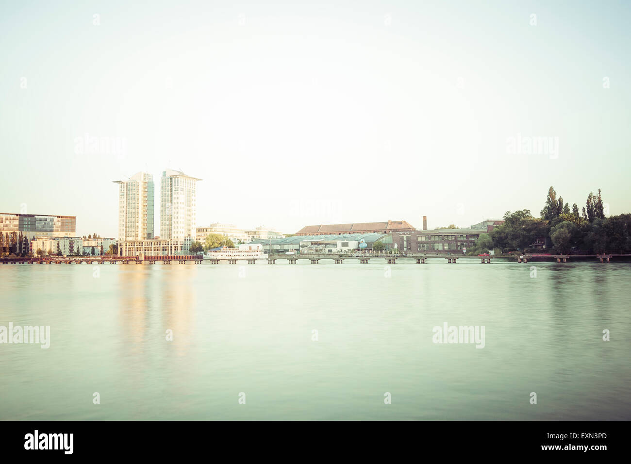 Germany, Berlin, Alt-Treptow, TwinTowers at Spree riverside Stock Photo ...