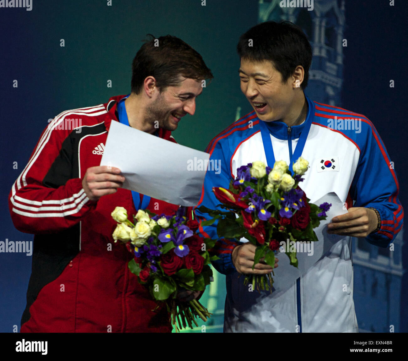 Moscow, Russia. 15th July, 2015. Seung Hwa Jung of Korea and Patric ...