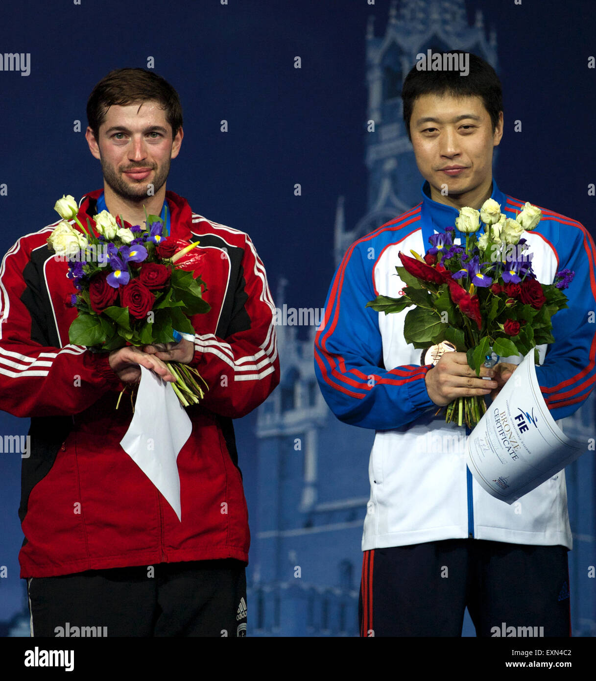 Moscow, Russia. 15th July, 2015. Seung Hwa Jung of Korea and Patric ...