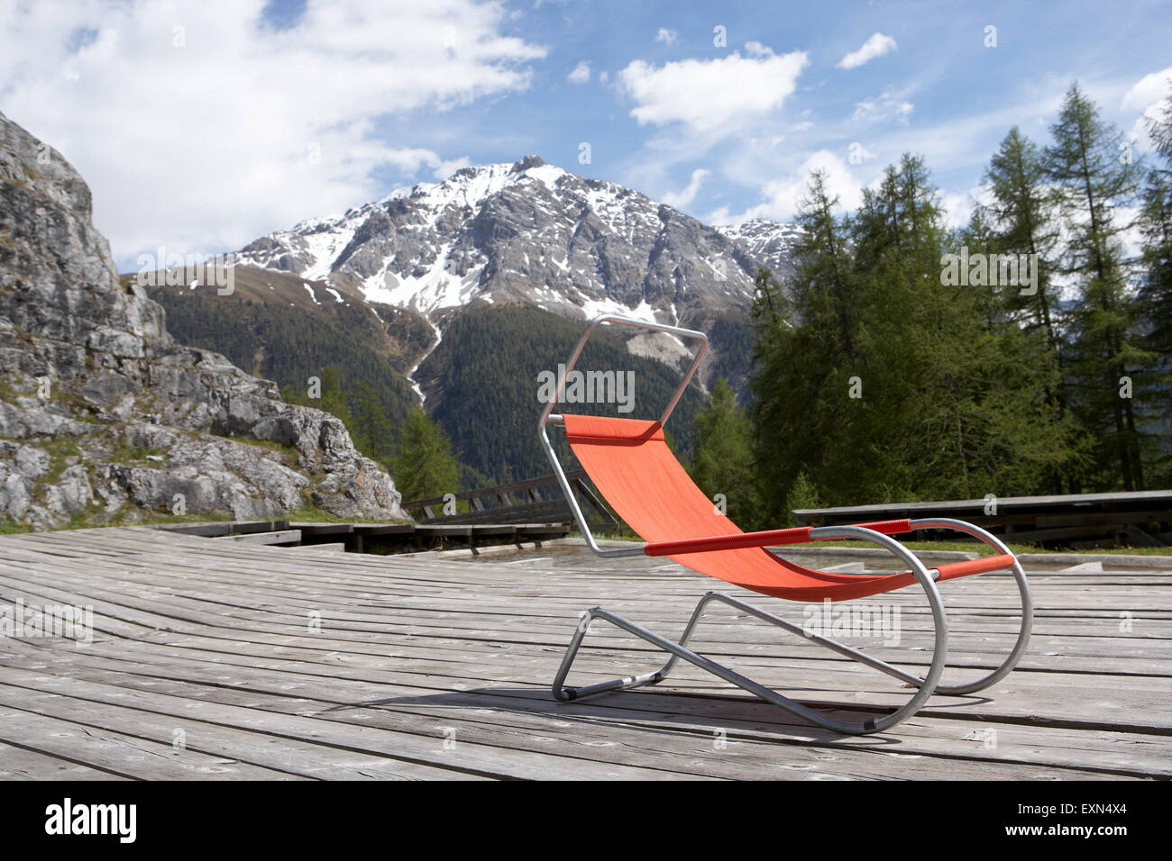 Switzerland, deck chair on sun deck Stock Photo - Alamy