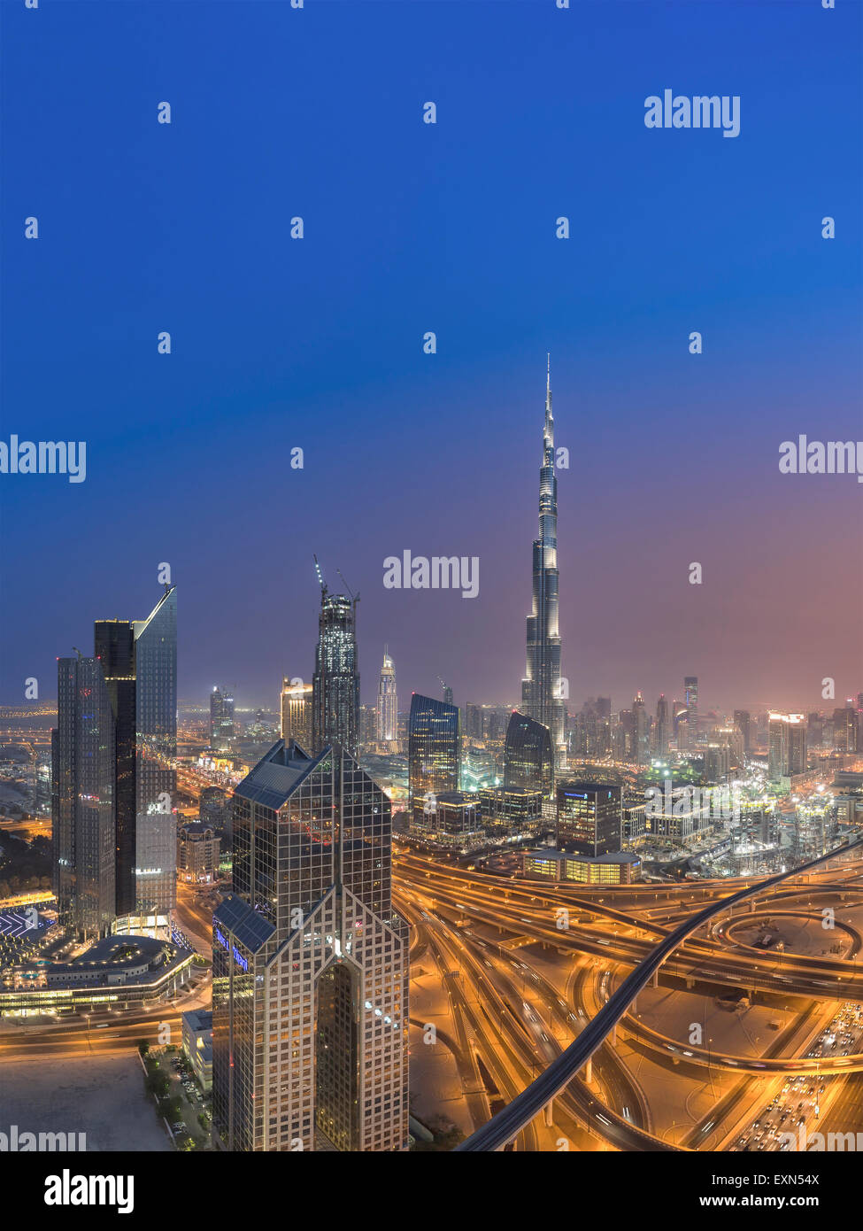 Interchange at sheikh zayed road at dusk hi-res stock photography and ...