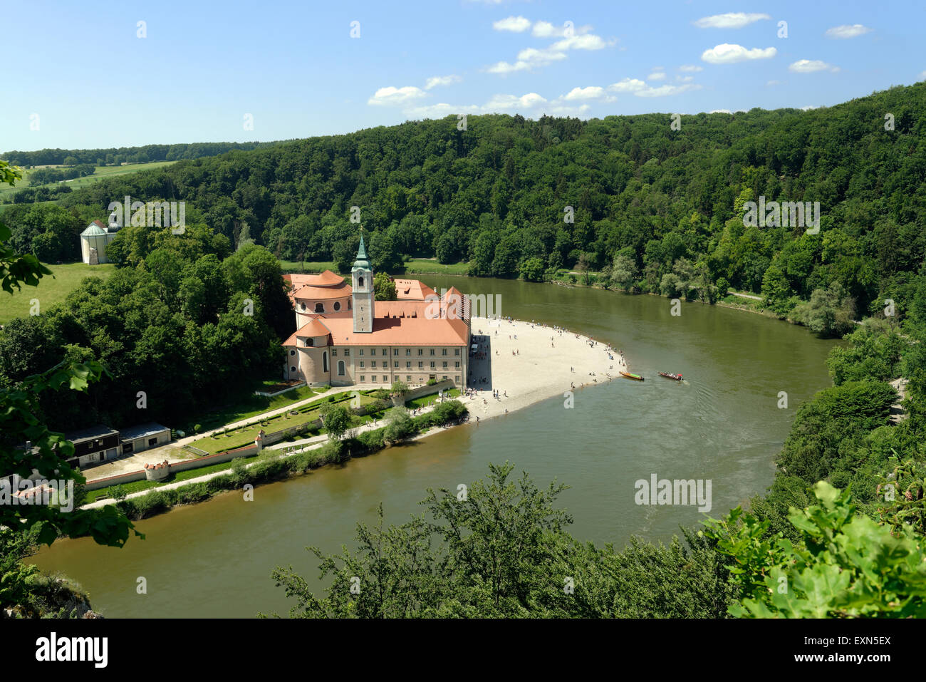 Germany, Bavaria, Lower Bavaria, Kelheim, View of Weltenburg Abbey with ...