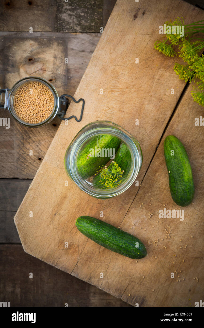 Preserving jar of gherkins Stock Photo - Alamy