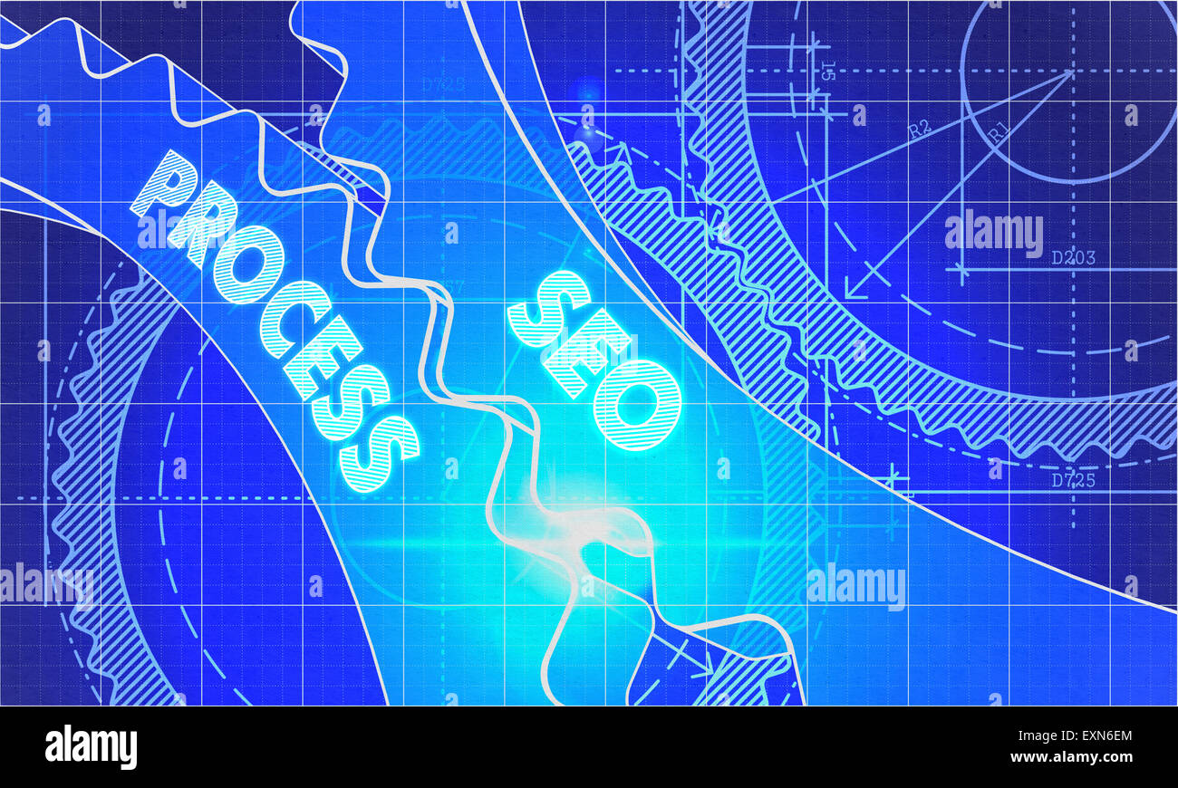 Seo Process Concept. Blueprint of Gears Stock Photo - Alamy