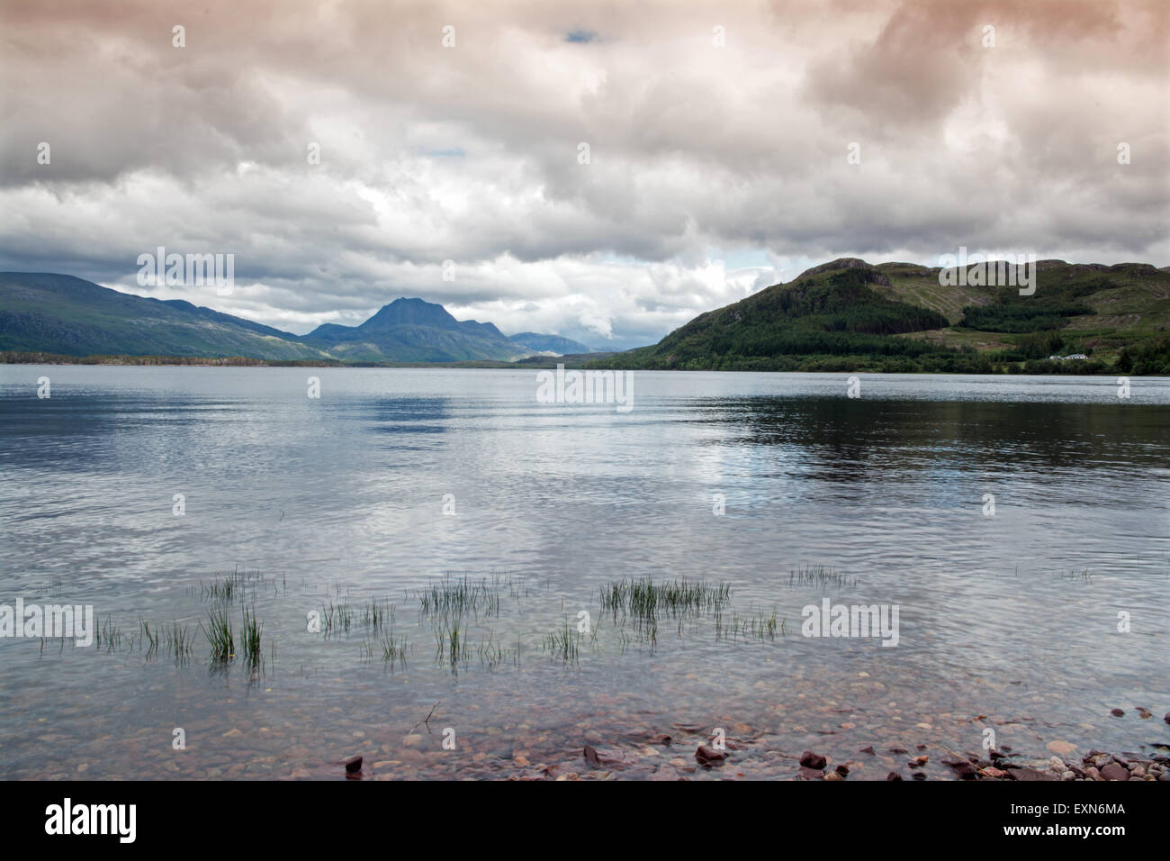 Loch Maree and Slioch under a stormy sky Stock Photo - Alamy