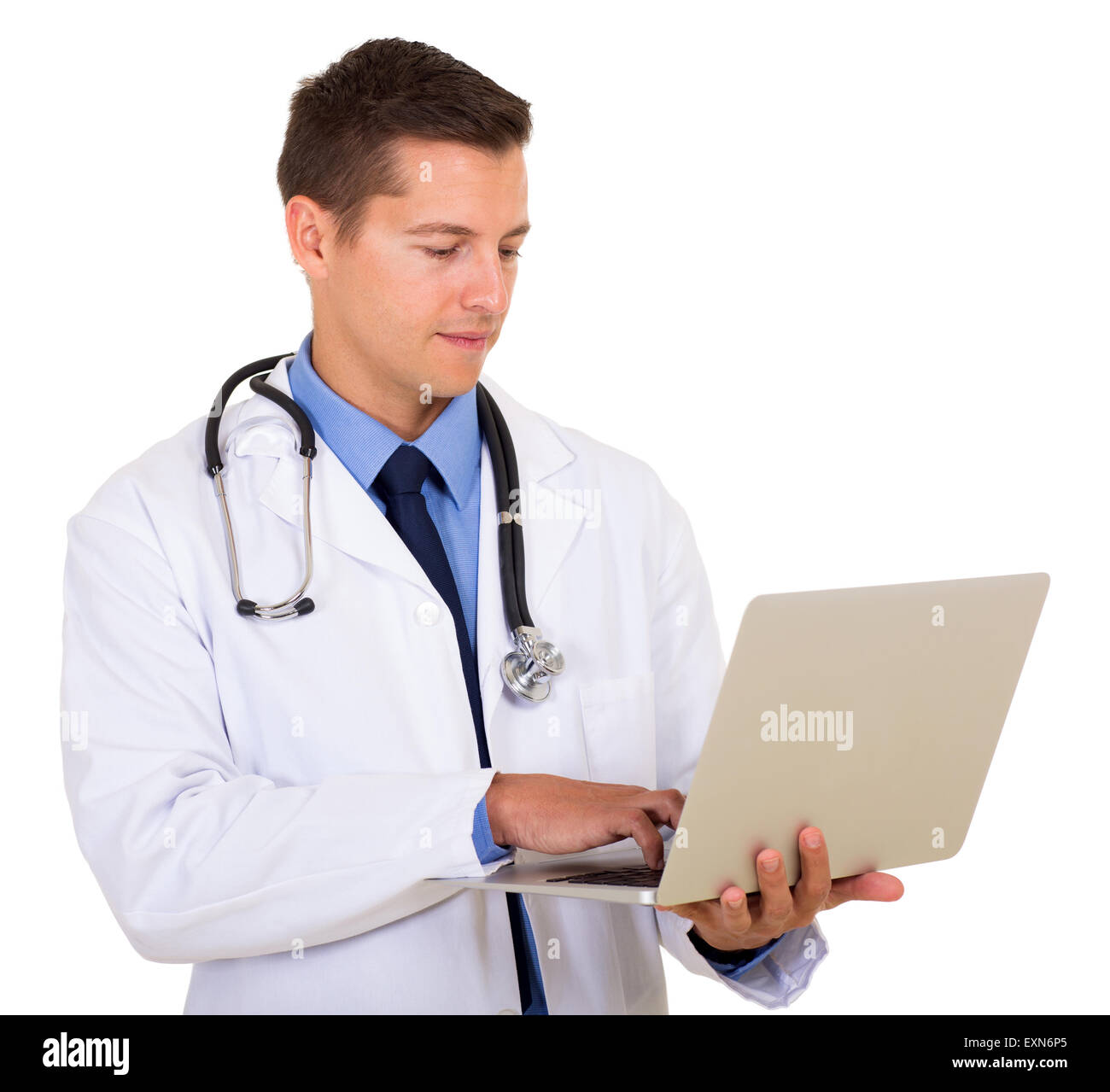 successful young medical doctor using laptop computer Stock Photo - Alamy