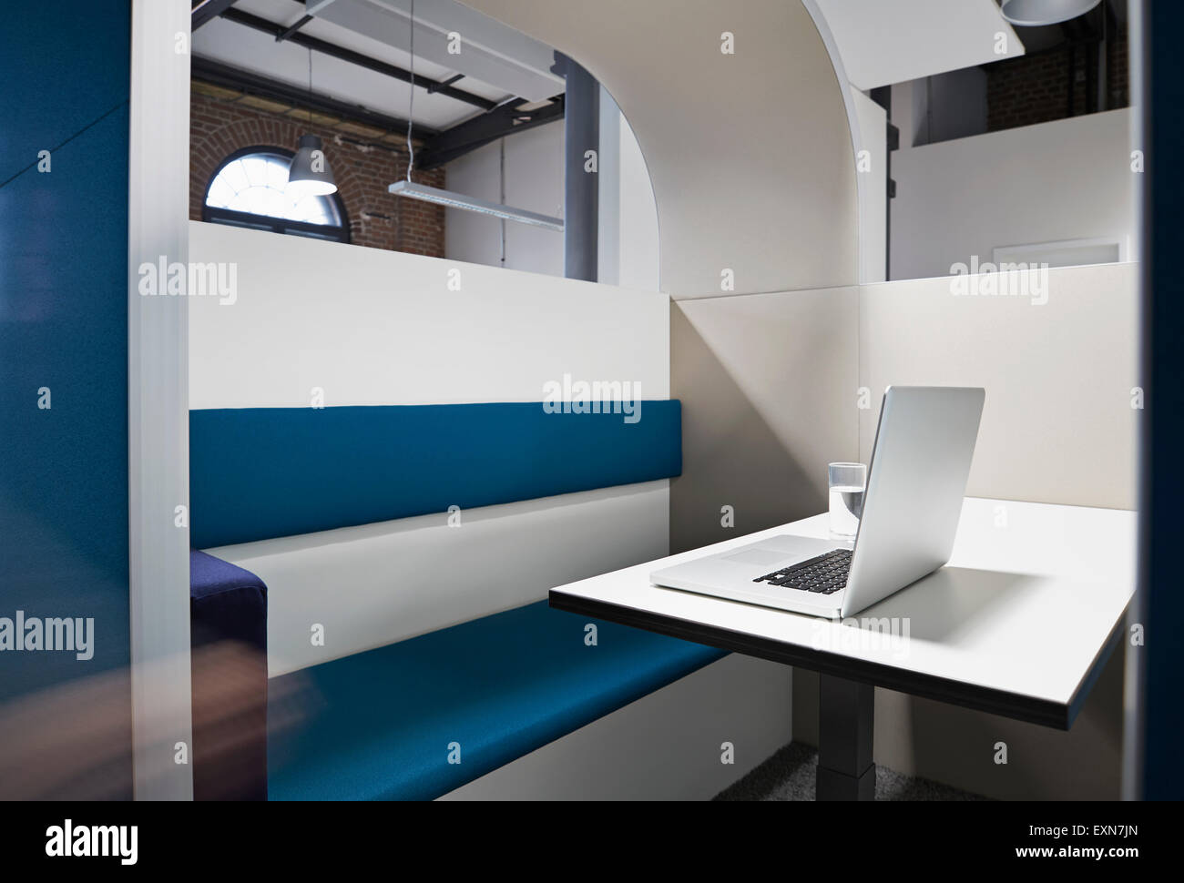 Modern office cubicle with noise protection partition wall Stock Photo ...