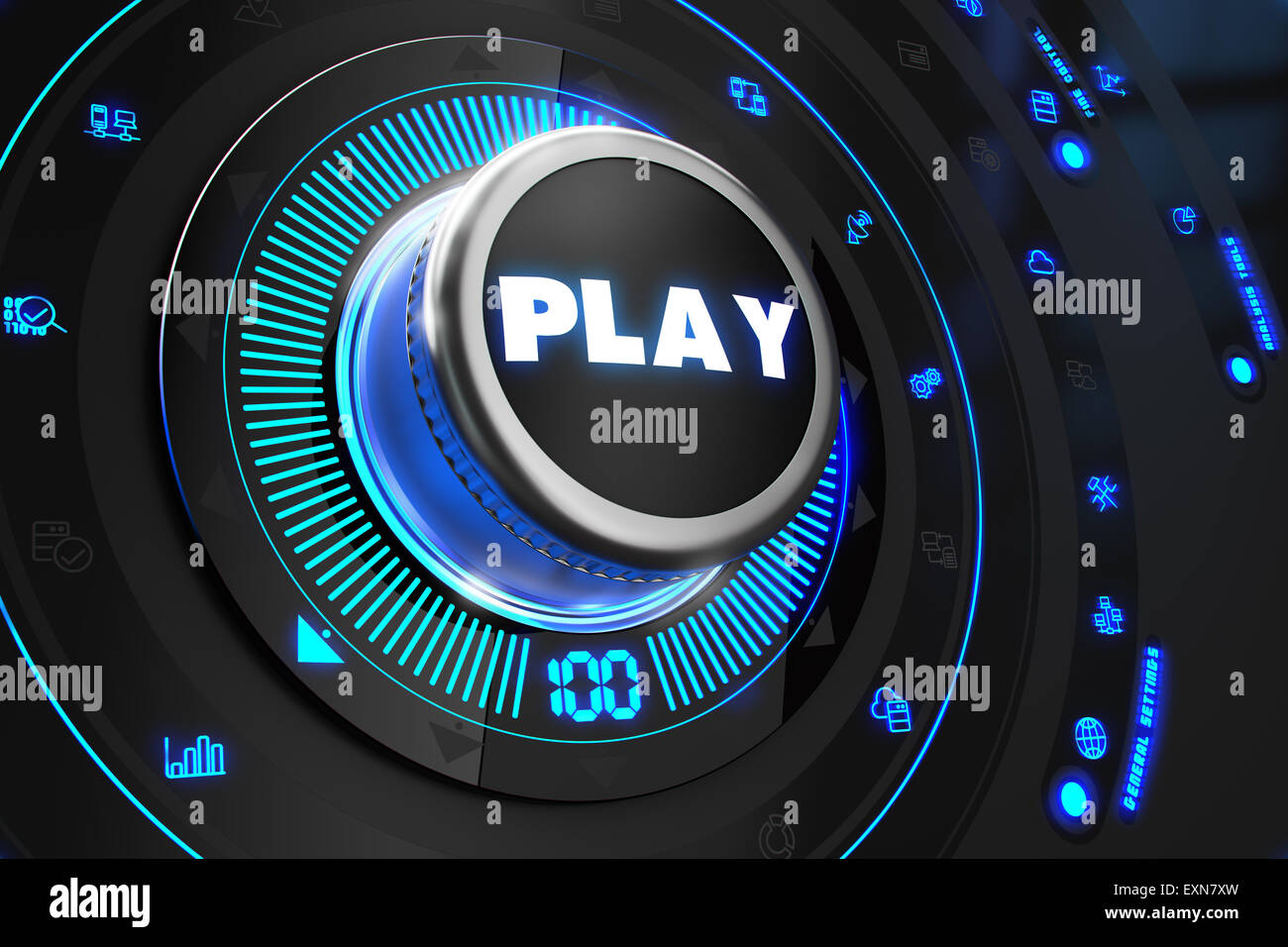 Play Controller on Black Control Console Stock Photo - Alamy