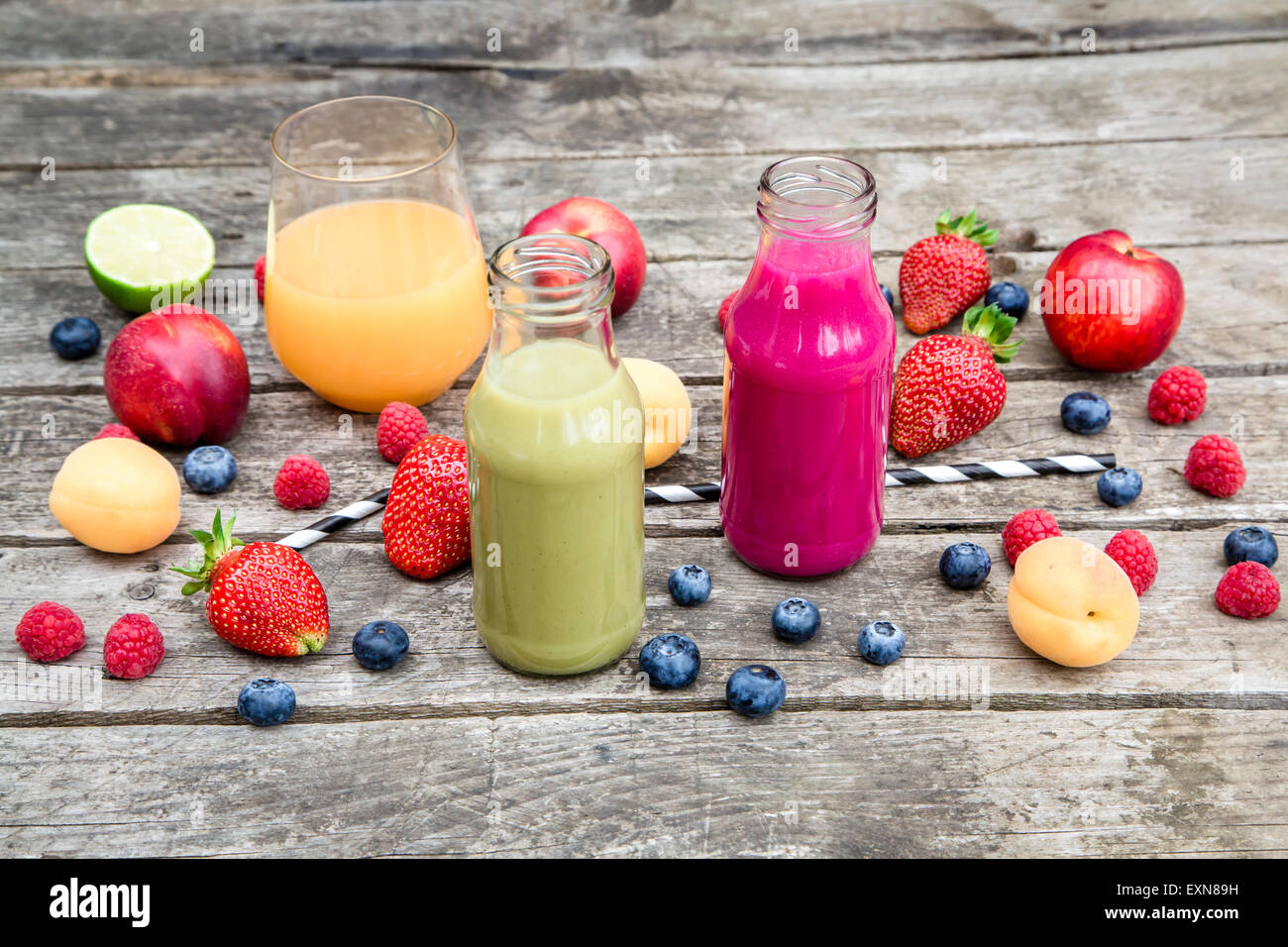 Various fruits smoothies close hi-res stock photography and images - Alamy