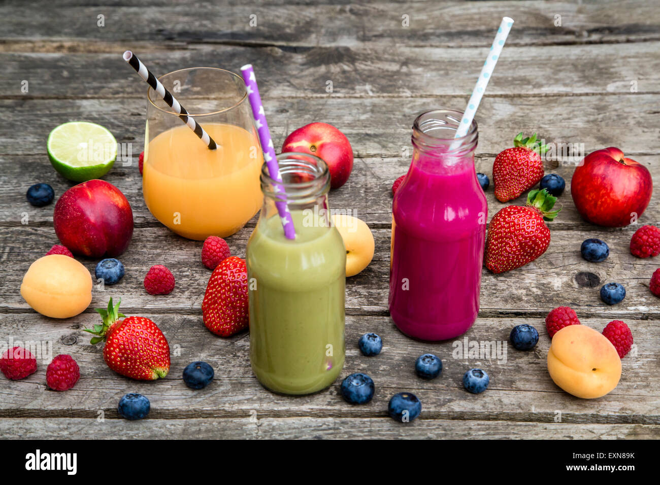 Various fruits smoothies close hi-res stock photography and images - Alamy